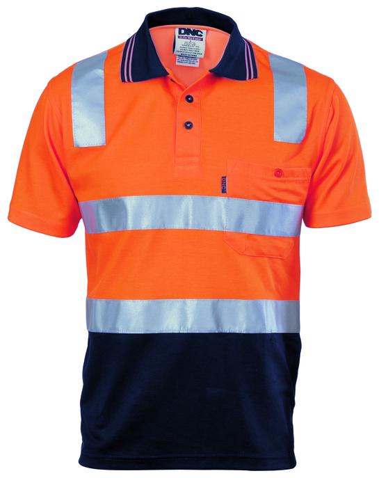 Custom Printed Promotional Cotton Back HiVis Two Tone Polo Shirt with ...